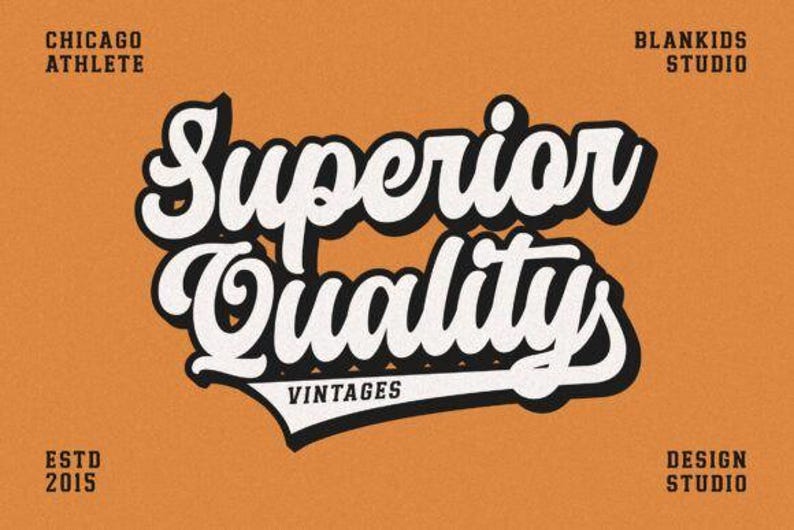 Vintage Script Logo Font Retro Badge Lettering Typeface Classic ...