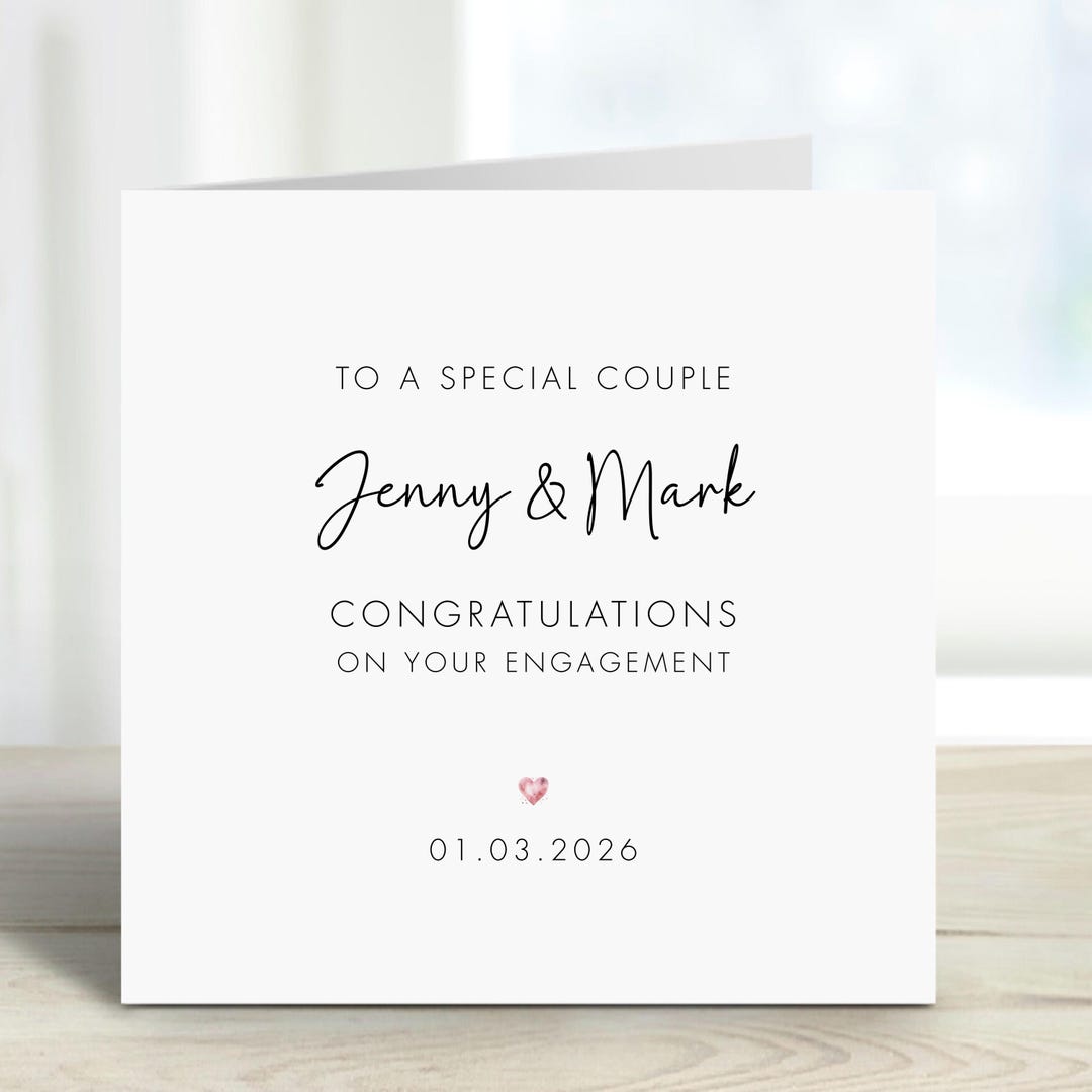 Personalised Engagement Card With Names and Date, to a Special Couple ...