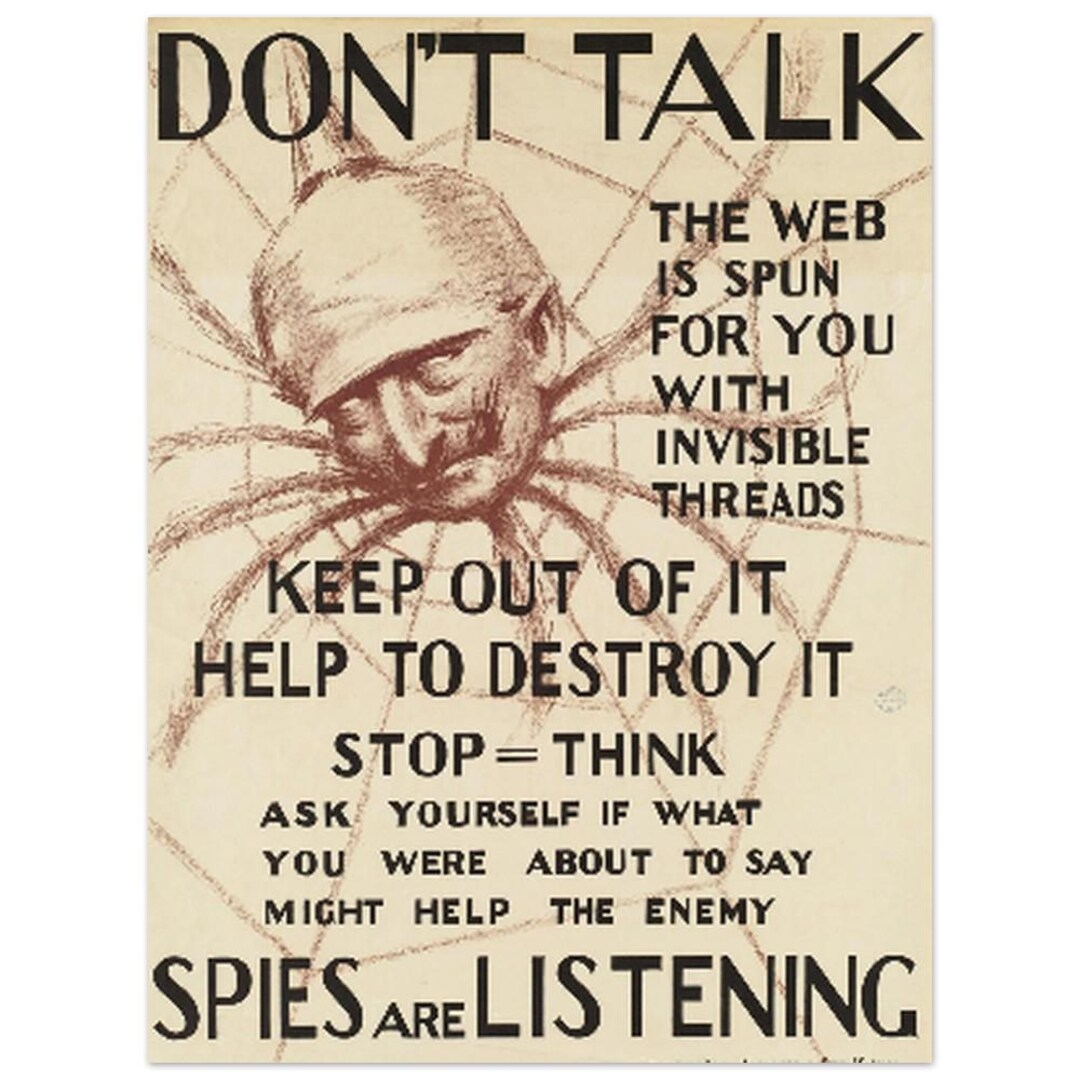 Don’t Talk Spies Are Listening Poster Vintage WWII Propaganda Art Stop ...