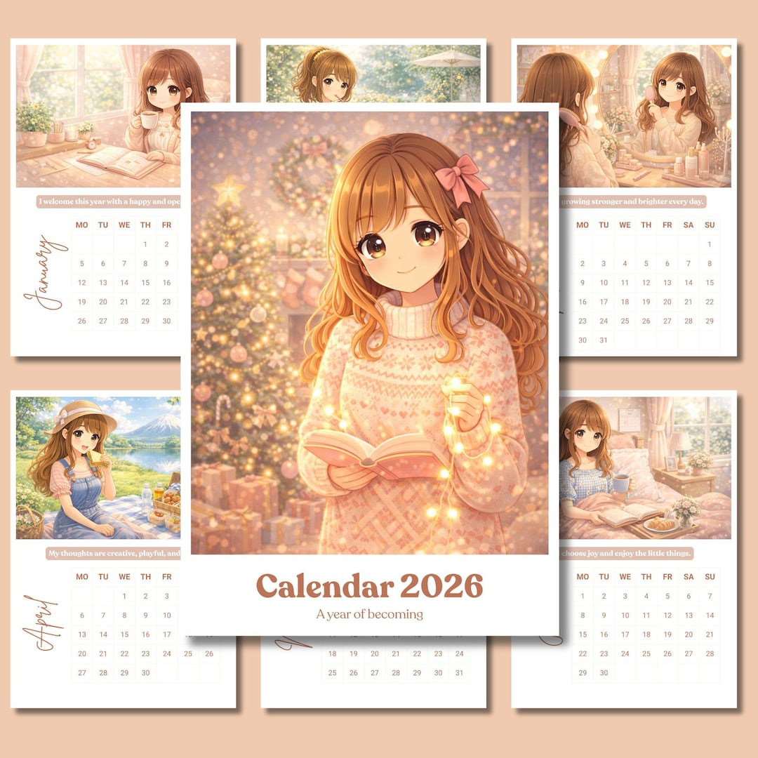 2026 Anime Calendar | Cozy Girl Art, Growth Mindset (digital Download ...