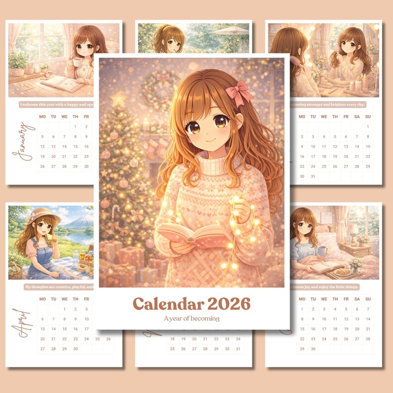 2026 Anime Calendar | Cozy Girl Art, Growth Mindset (digital Download ...