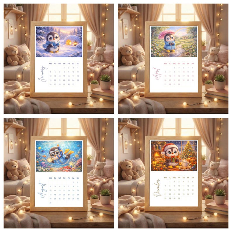 2026 Penguin Calendar | Whimsical Kids Monthly Calendar (PDF) - Etsy