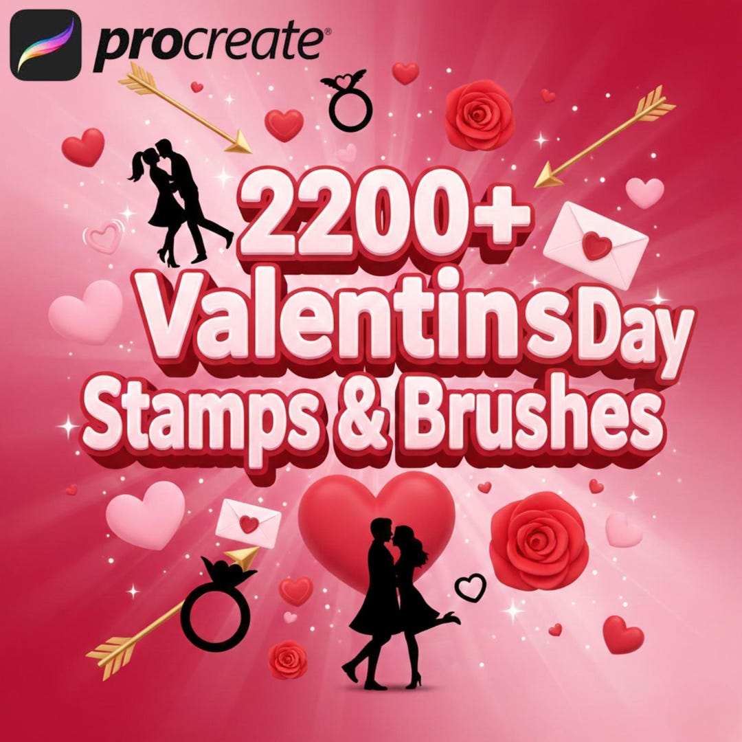 2200+ Procreate Valentine’s Day Stamps & Brushes Mega Bundle | Hearts ...