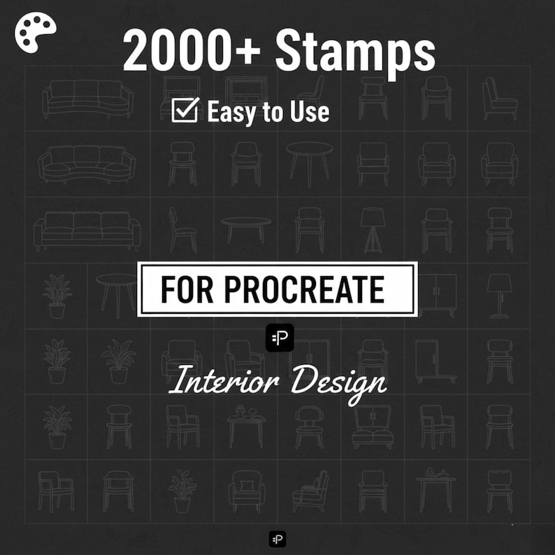 Procreate Interior Design Stamps | 2000+ Furniture & Room Brushes ...