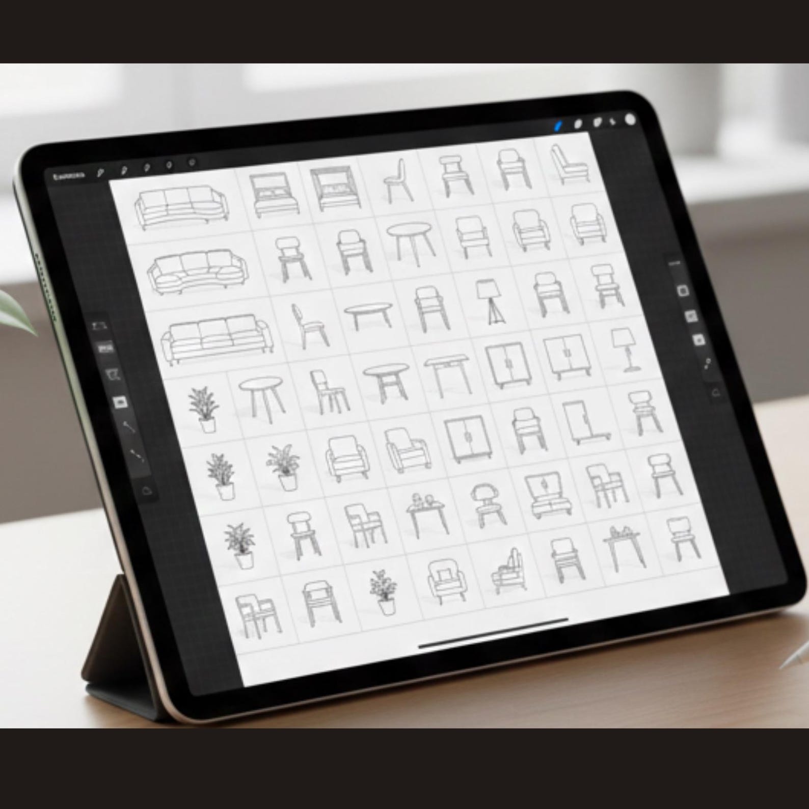 Procreate Interior Design Stamps | 2000+ Furniture & Room Brushes ...