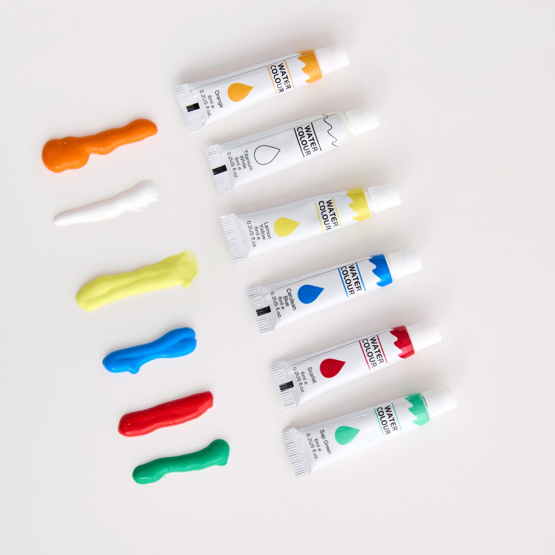 Watercolour Paint Tubes Set, 6 Colors in One Kit, 6ML Each Tube, Artist ...