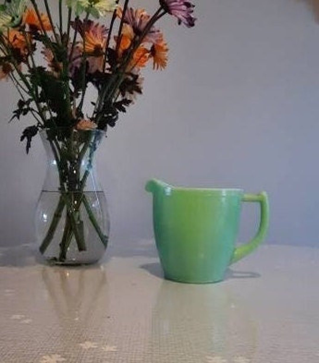 Jadeite Pitcher Jeannette Glass Co. Sunflower Embossed Bottom 1 Quart ...