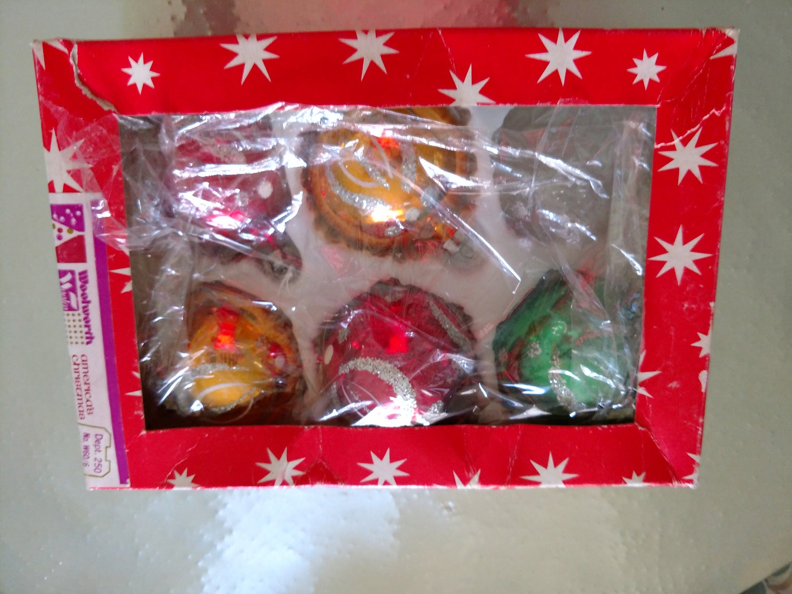 Atomic Christmas Ornaments Glittered Mid Century Poland 5 Art Deco Tree ...