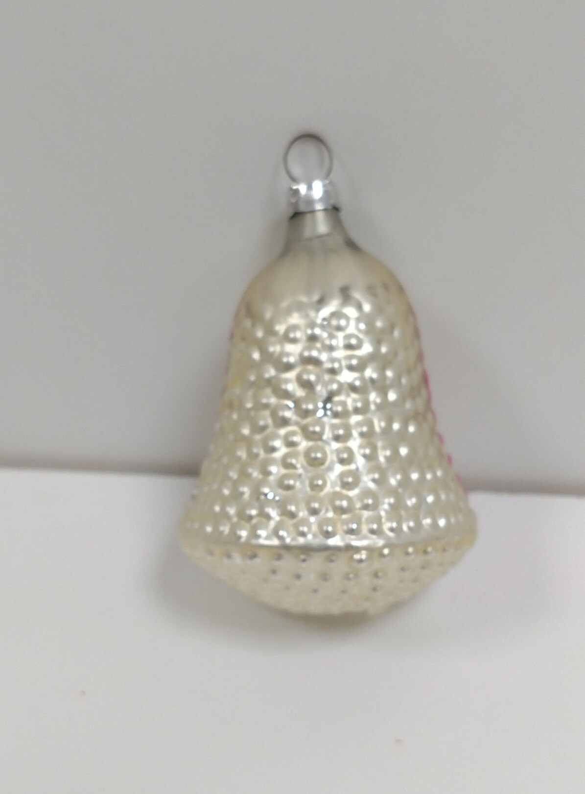 Vintage Christmas Bell German Ornament Hobnail Silver Pink Victorian ...