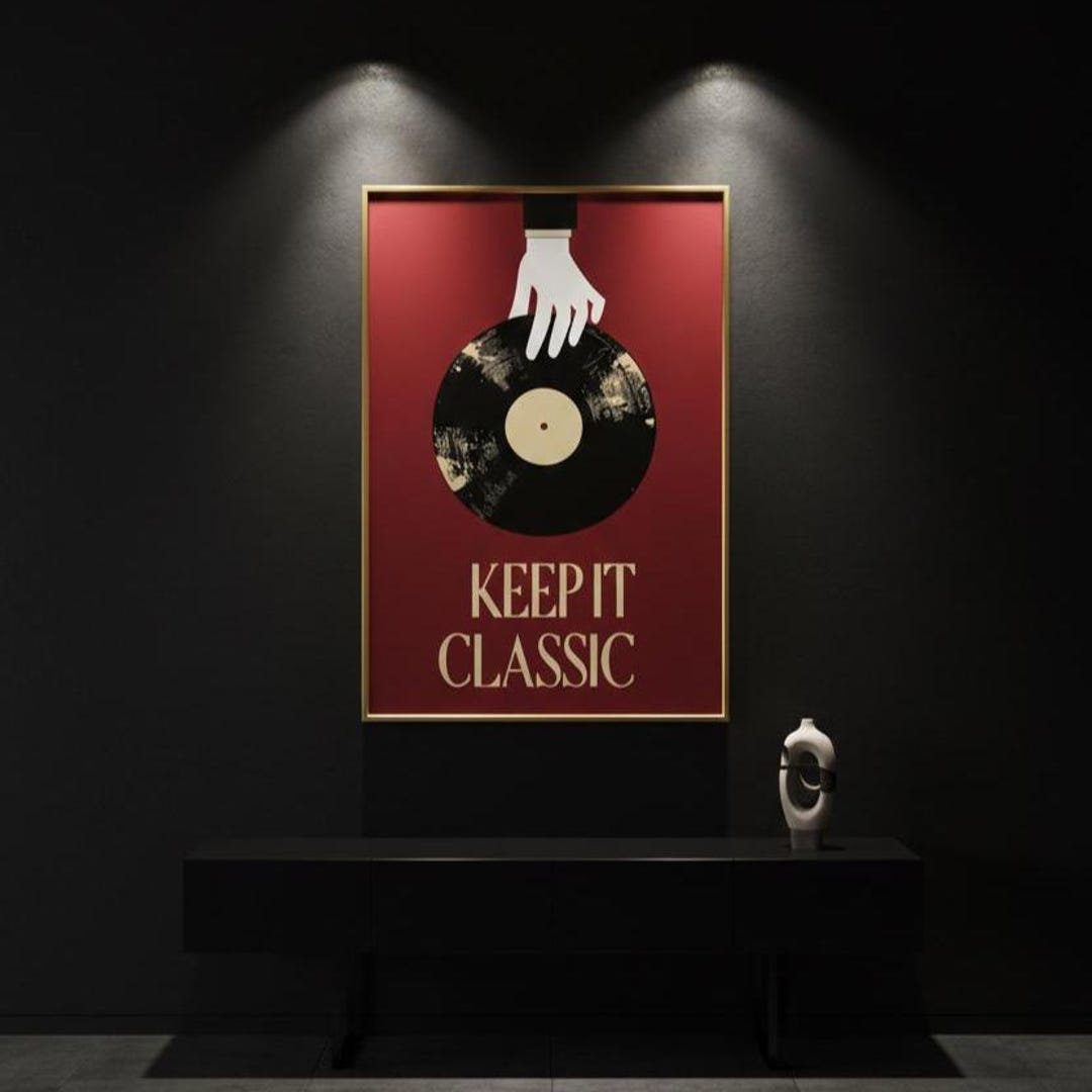 Vinyl Record Player Art Print, Retro Music Room Decor, Keep It Classic ...