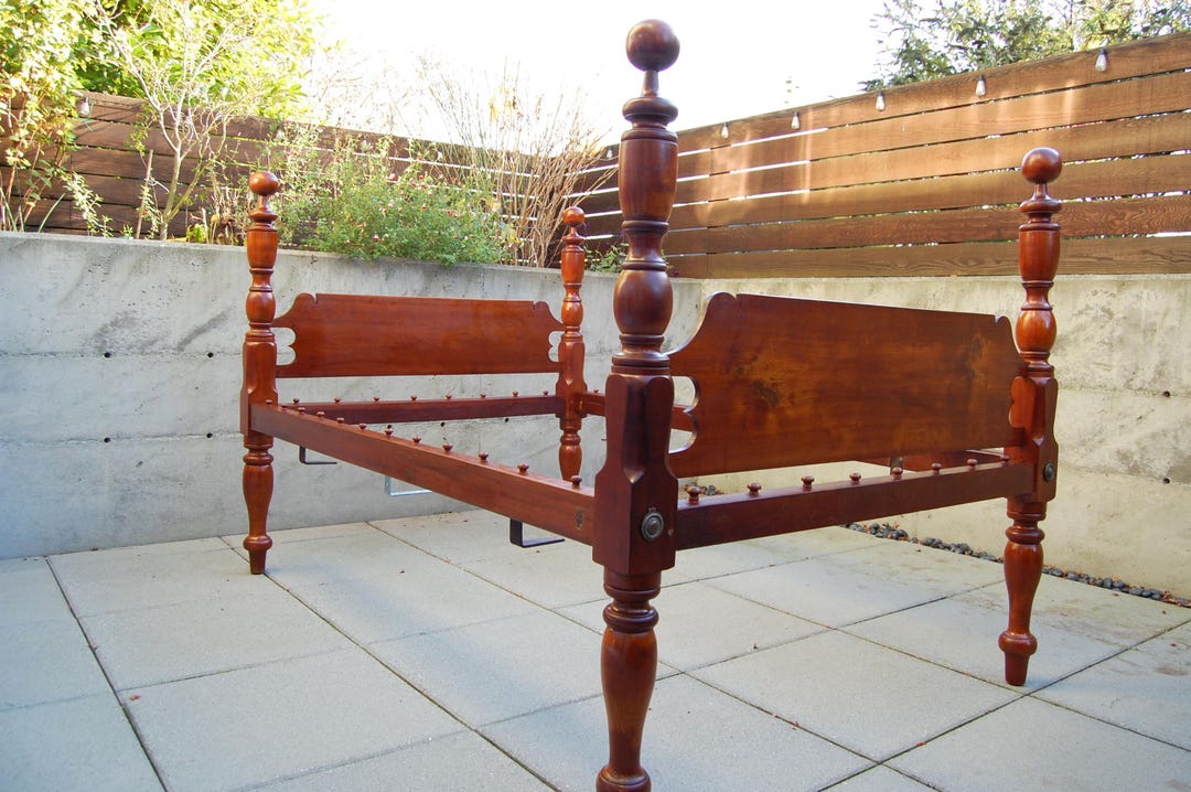 Antique Solid Cherry Cannon-ball Bed Frame Early Double Size - Etsy