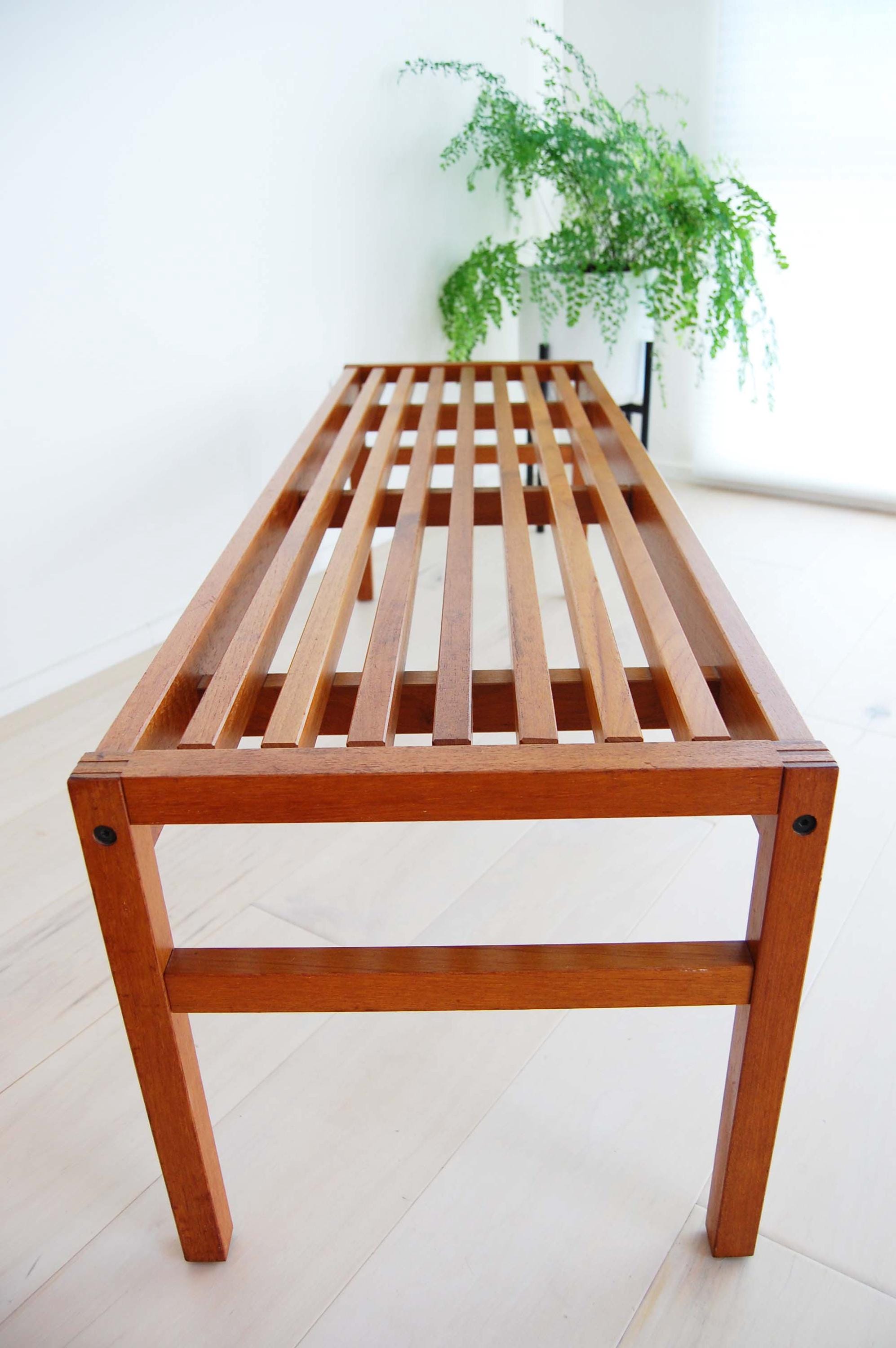Danish Modern Teak Slat Bench / Coffee Table by Lysgaard Mobler Made in ...
