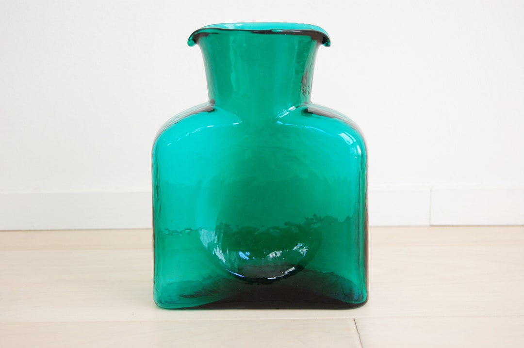 Mid Century Modern Blenko Handcrafted Glass Water Bottle Carafe Pitcher ...