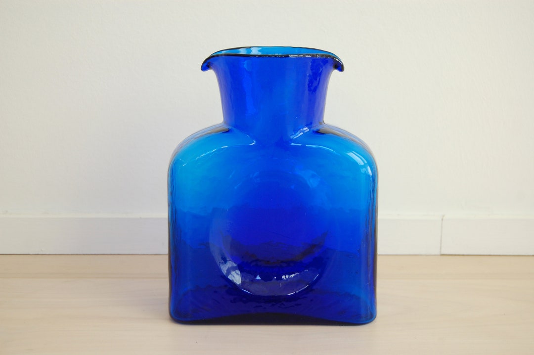 Mid Century Modern Blenko Handcrafted Glass Water Bottle Carafe Pitcher ...