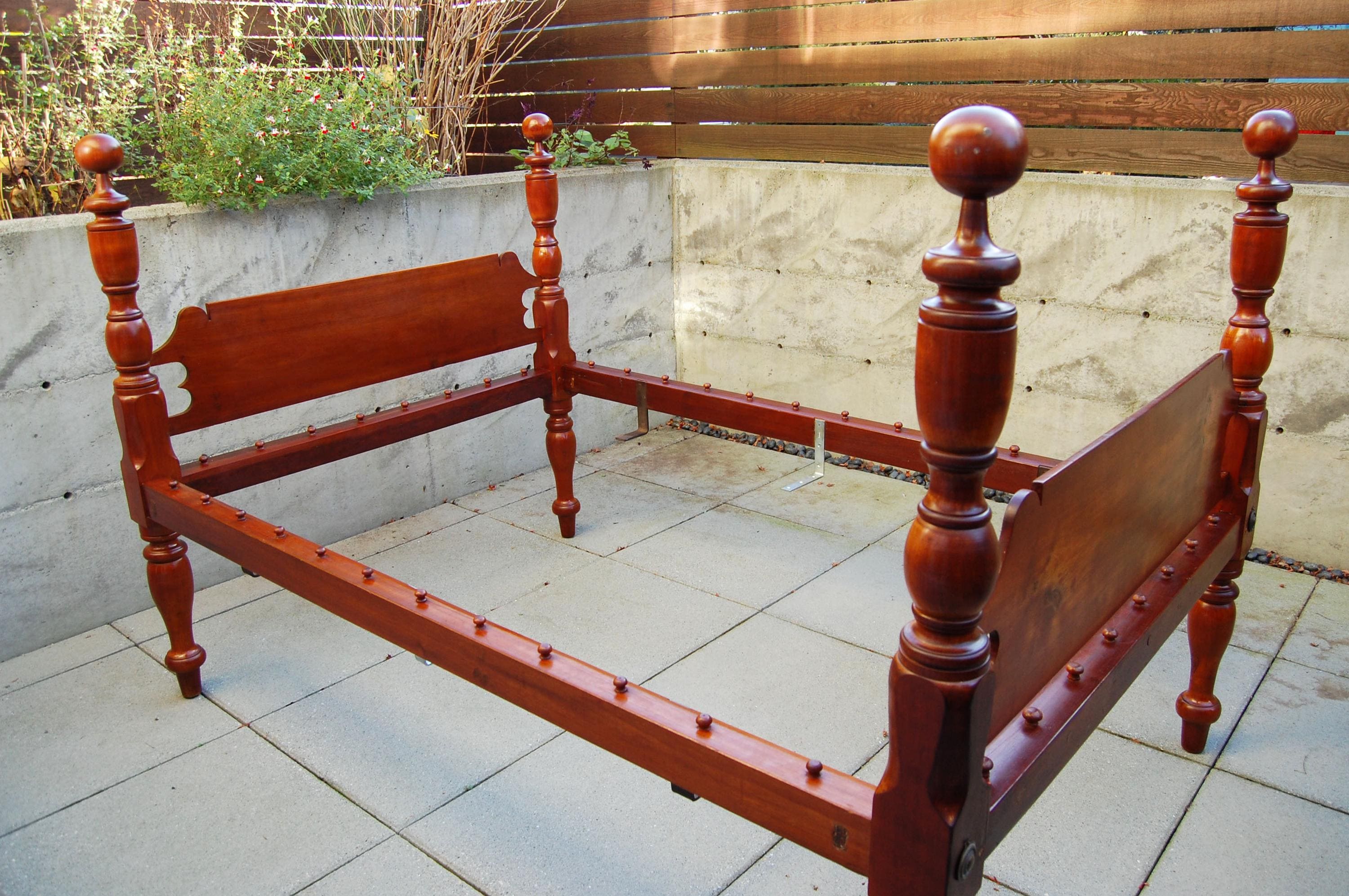 Antique Solid Cherry Cannon-ball Bed Frame Early Double Size - Etsy