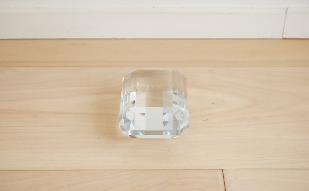 Vintage Crystal Paperweight Desk Ornament Faceted Emerald Cut Diamond ...