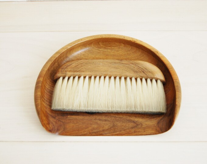 Vintage Mid Century Modern Carved Solid Wood Dustpan With Broom J. J ...