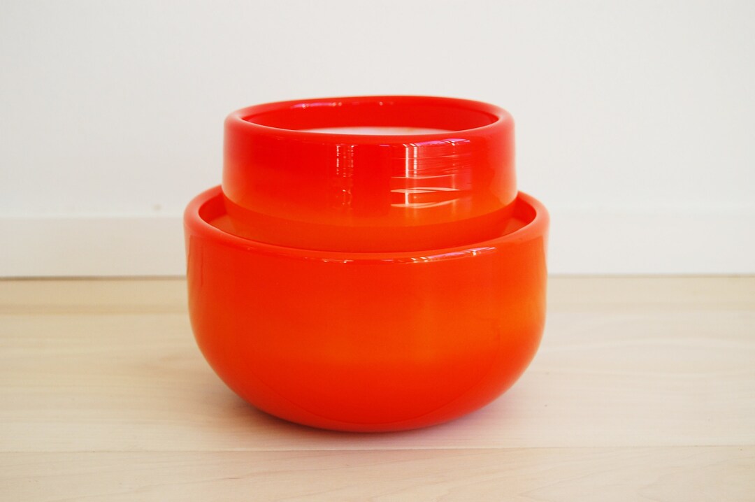 Holmegaard Palet Orange Glass Bowls - Danish Mid Century Modern Set - Etsy