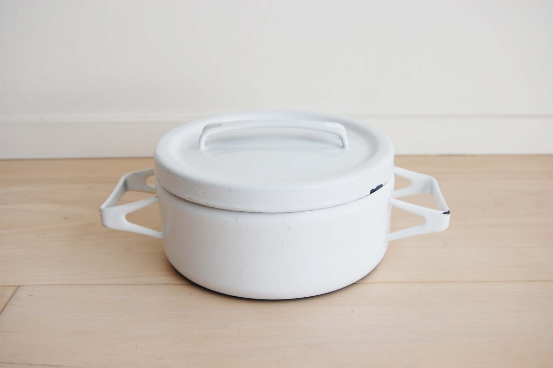 Scandinavian Modern Vintage Arabia Finland Finella Enamel Pot White ...