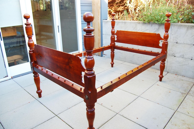 Antique Solid Cherry Cannon-ball Bed Frame Early Double Size - Etsy