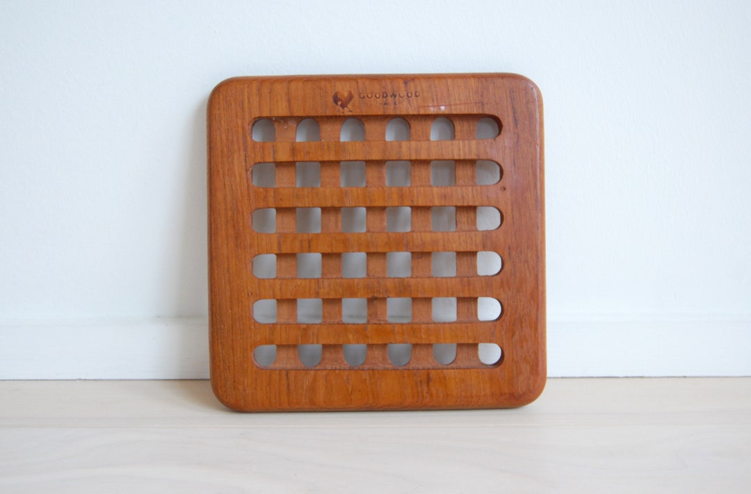 Vintage Solid Teak Lattice Square Trivet Made in Thailand - Etsy