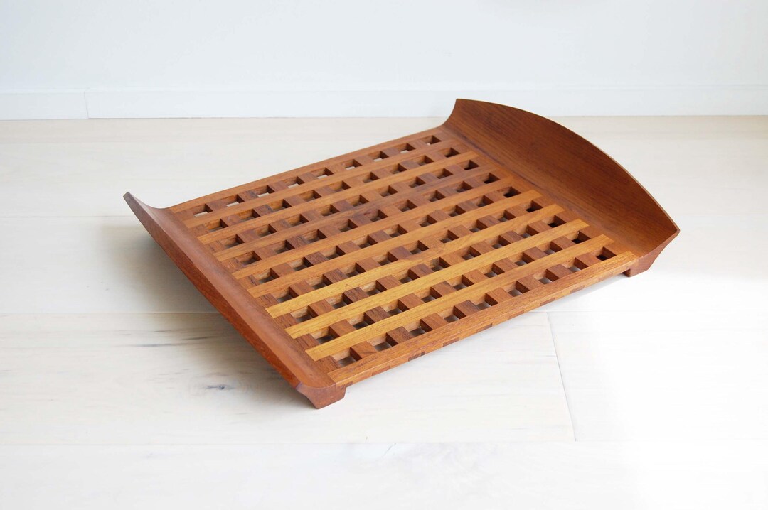 Danish Modern Dansk JHQ Large Teak Serving Lattice Tray Made in Denmark ...