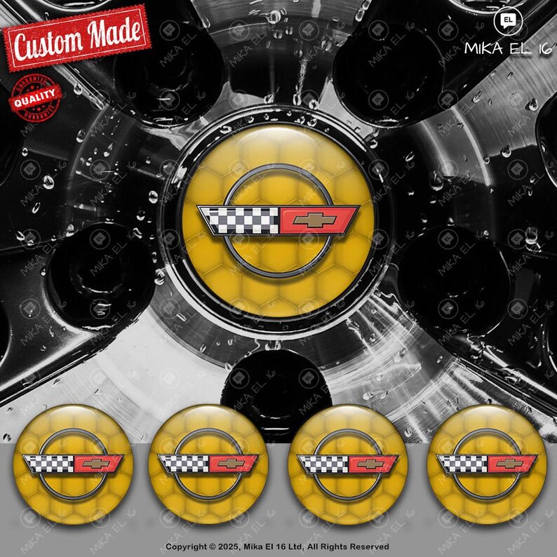 Custom Wheel Cap Emblem Overlays | Corvette C4 3D Domed Resin Stickers ...