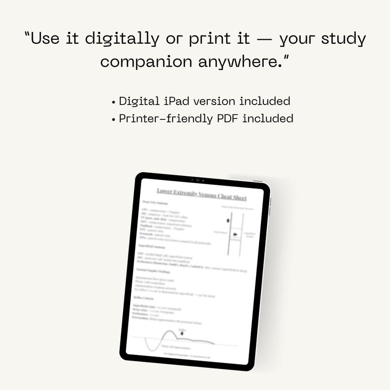 Lower Extremity Venous Cheat Sheet | Vascular Ultrasound Study Guide ...