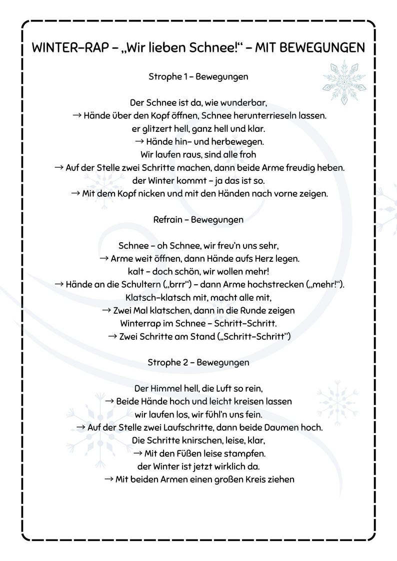 Winter-Rap für die Grundschule | Mit Bewegungen, Einführungstipps ...