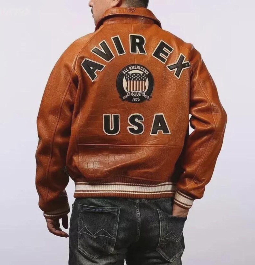 Vintage Avirex USA Crocodile Embossed Leather Bomber Jacket - Etsy