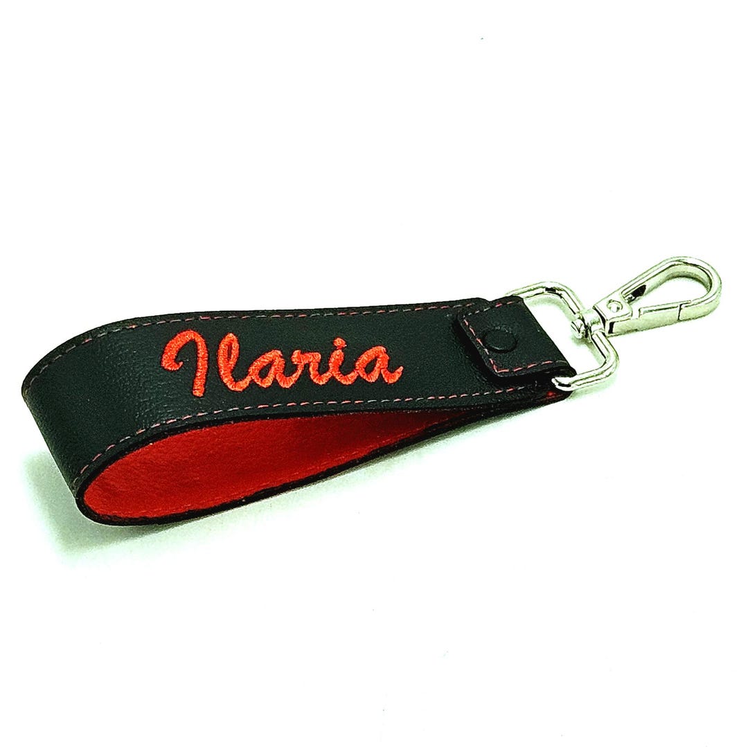 Custom Keychain Personalized Leather Embroidery - Etsy