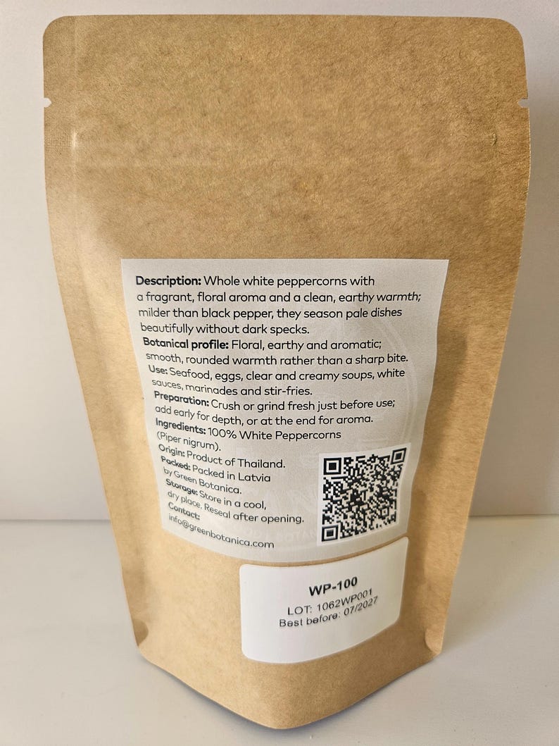 White Peppercorns (whole) | Thai Chanthaburi Piper Nigrum | Floral ...