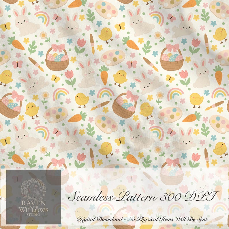 Cutesy Easter Seamless Pattern | Pastel Bunnies Spring Design | (300 ...