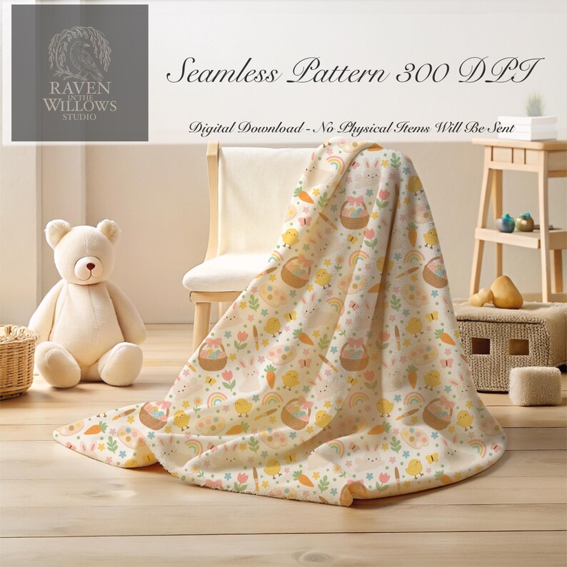 Cutesy Easter Seamless Pattern | Pastel Bunnies Spring Design | (300 ...
