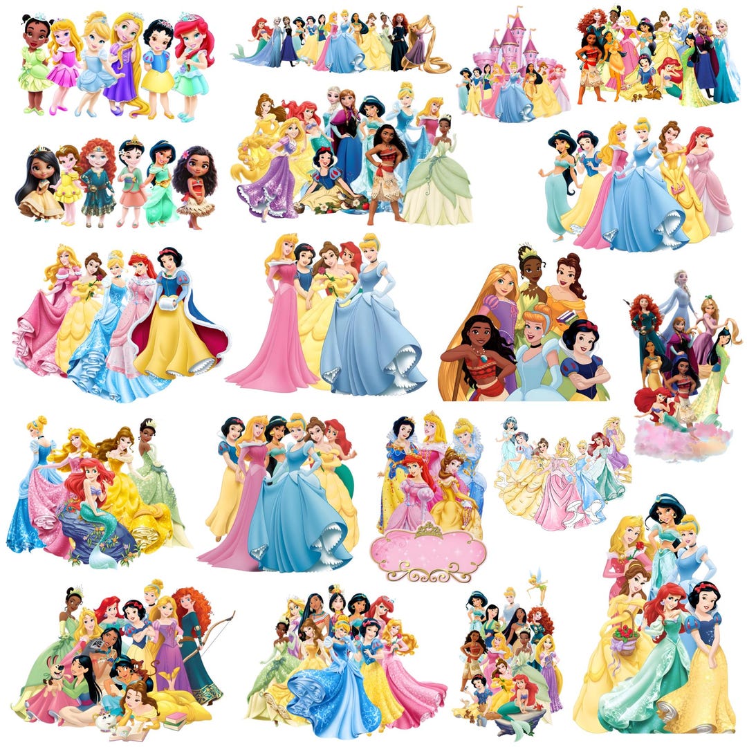 Princess PNG Cliparts Bundle, Princesses PNG Cartoon Sublimation ...