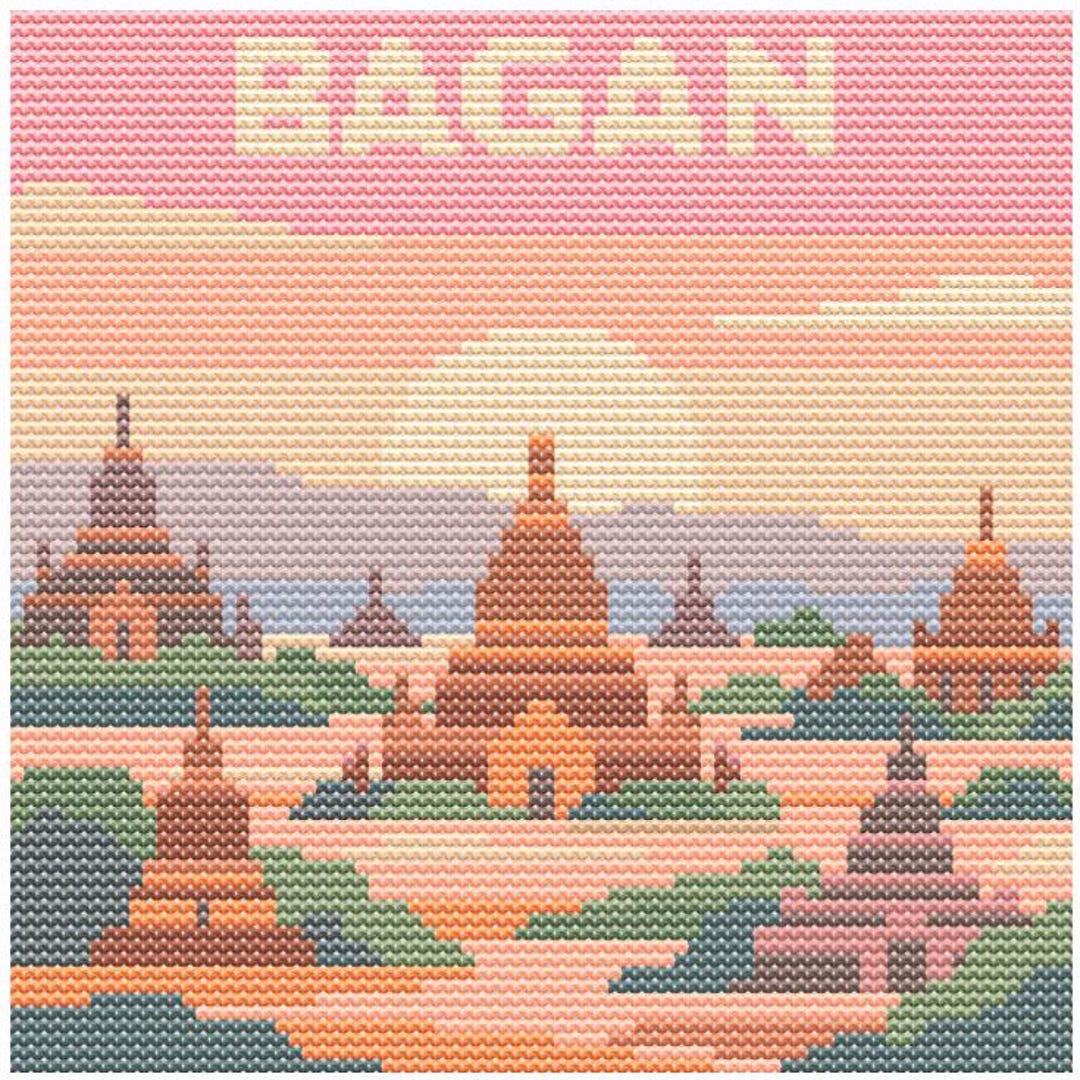 Bagan Cross Stitch Pattern – 80x80 UNESCO World Heritage Site Myanmar ...