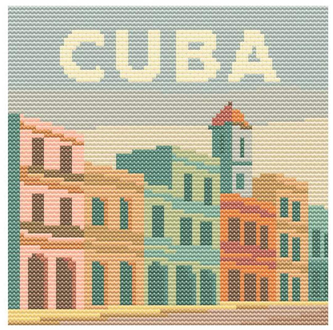 Old Havana Cross Stitch Pattern – 80x80 Cuba – Landmark Embroidery PDF ...