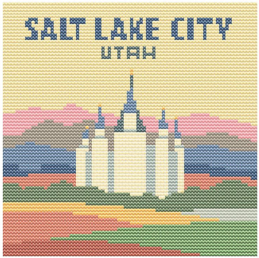Salt Lake City LDS Temple Cross Stitch Pattern – 80x80 Utah Mormon ...