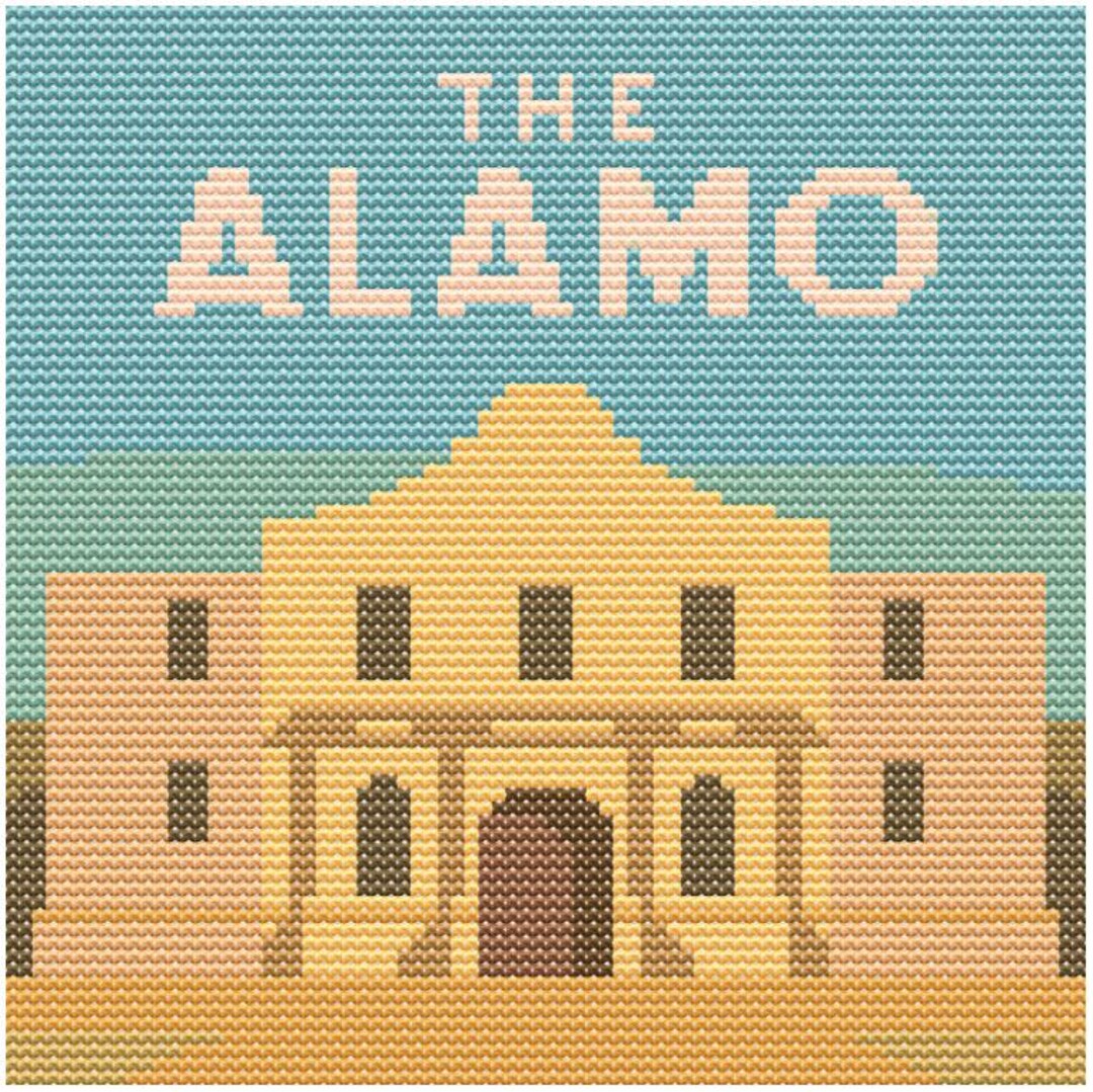 The Alamo Cross Stitch Pattern – 80x80 Texas Landmark – Retro Pastel ...