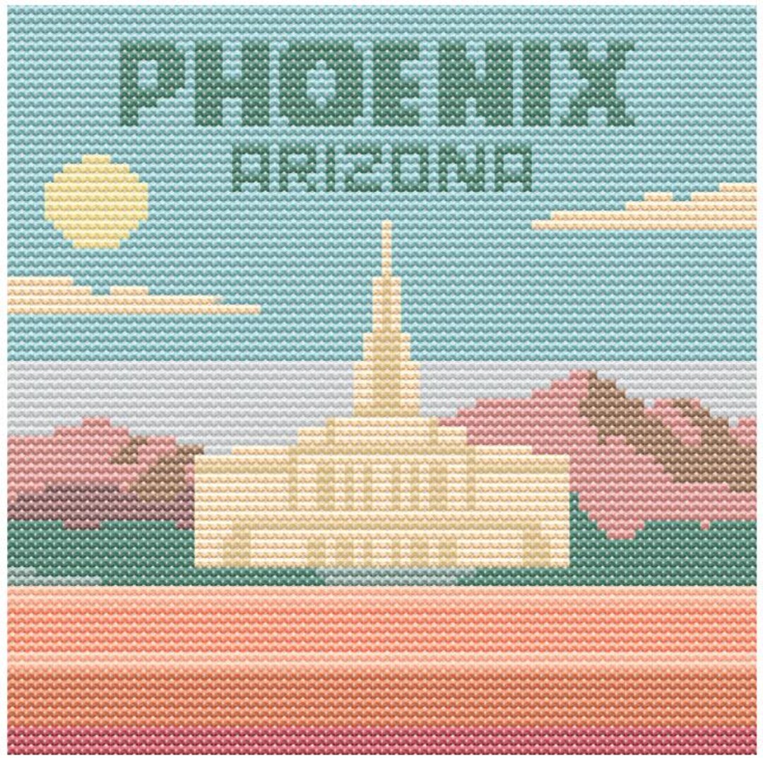 Phoenix Arizona LDS Temple Cross Stitch Pattern – 80x80 Mormon Temple ...