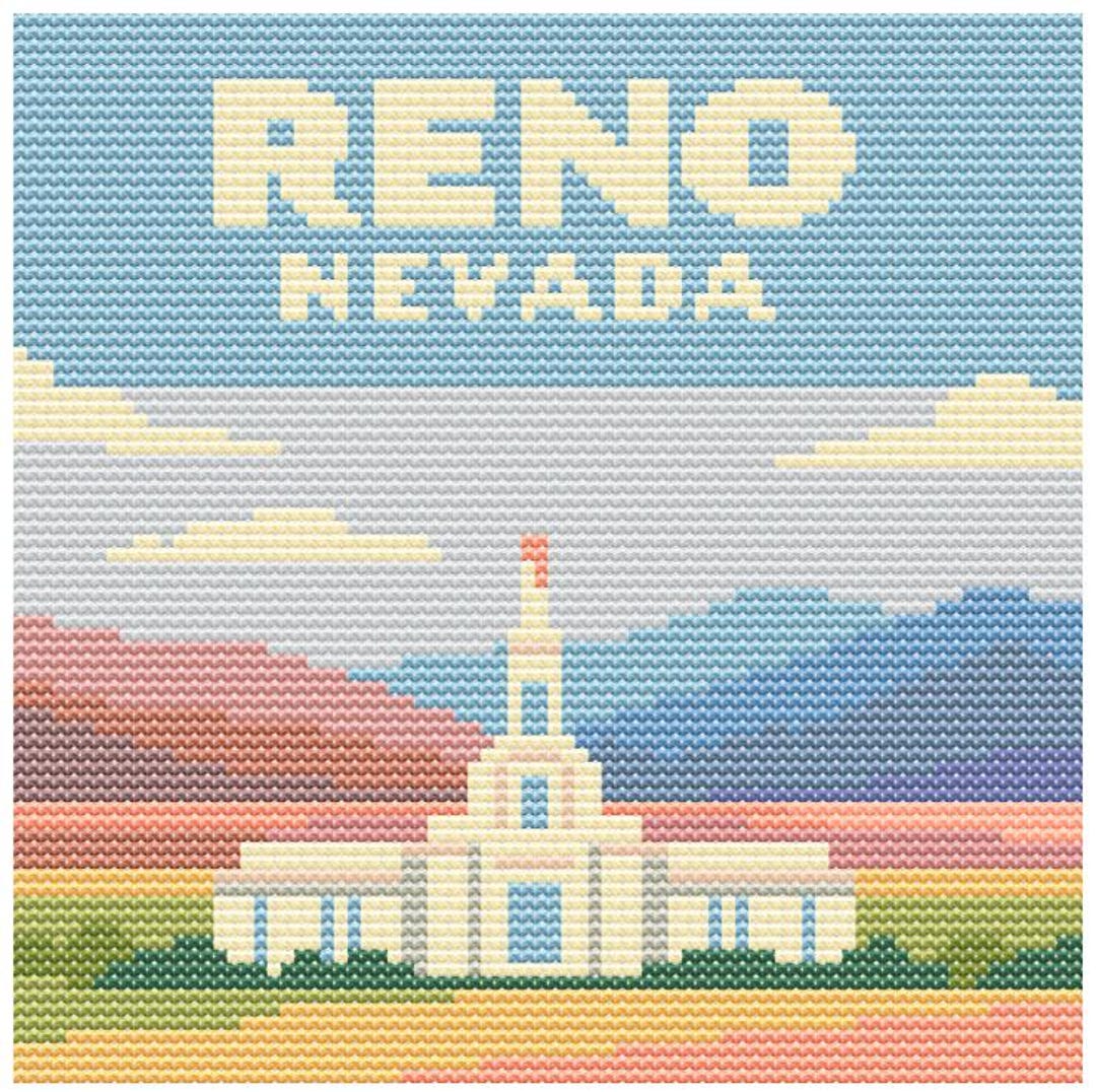 Reno Nevada LDS Temple Cross Stitch Pattern – 80x80 Mormon Temple ...