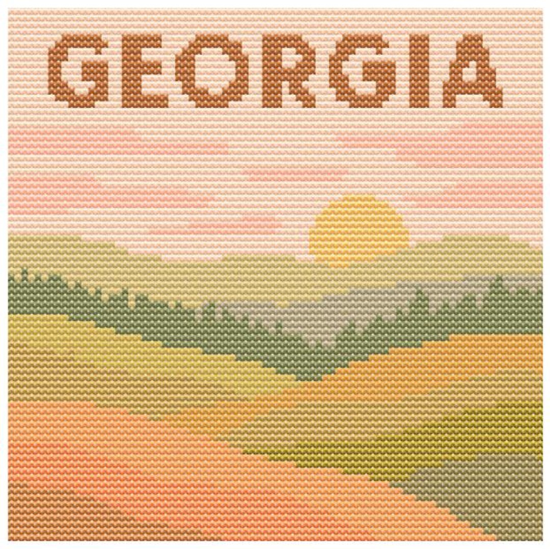 Georgia Cross Stitch Pattern – 80x80 US State – Embroidery PDF – Retro ...
