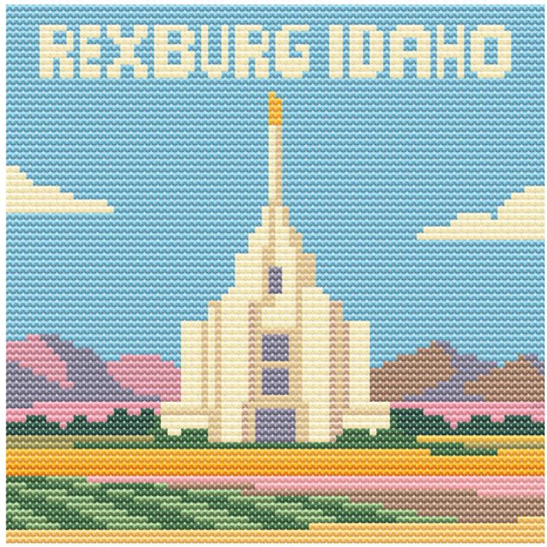 Rexburg Idaho LDS Temple Cross Stitch Pattern – 80x80 Mormon Temple ...