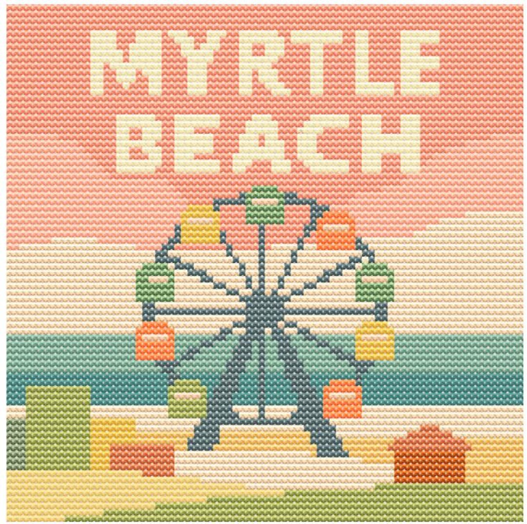 Myrtle Beach Wheel Cross Stitch Pattern – 80x80 South Carolina Landmark ...