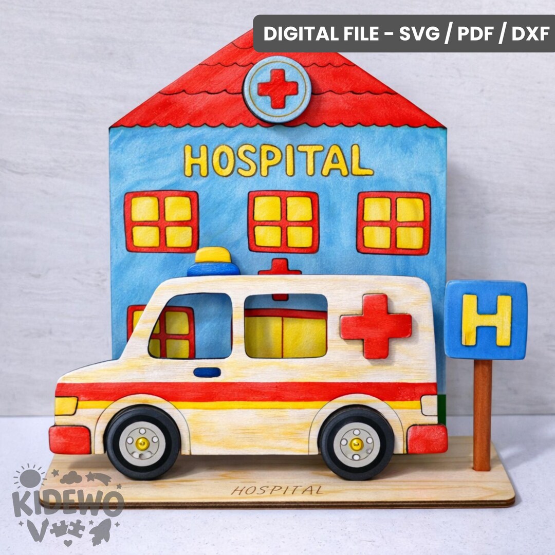 Hospital & Ambulance Wooden Painting Template | Kids Craft Activity ...