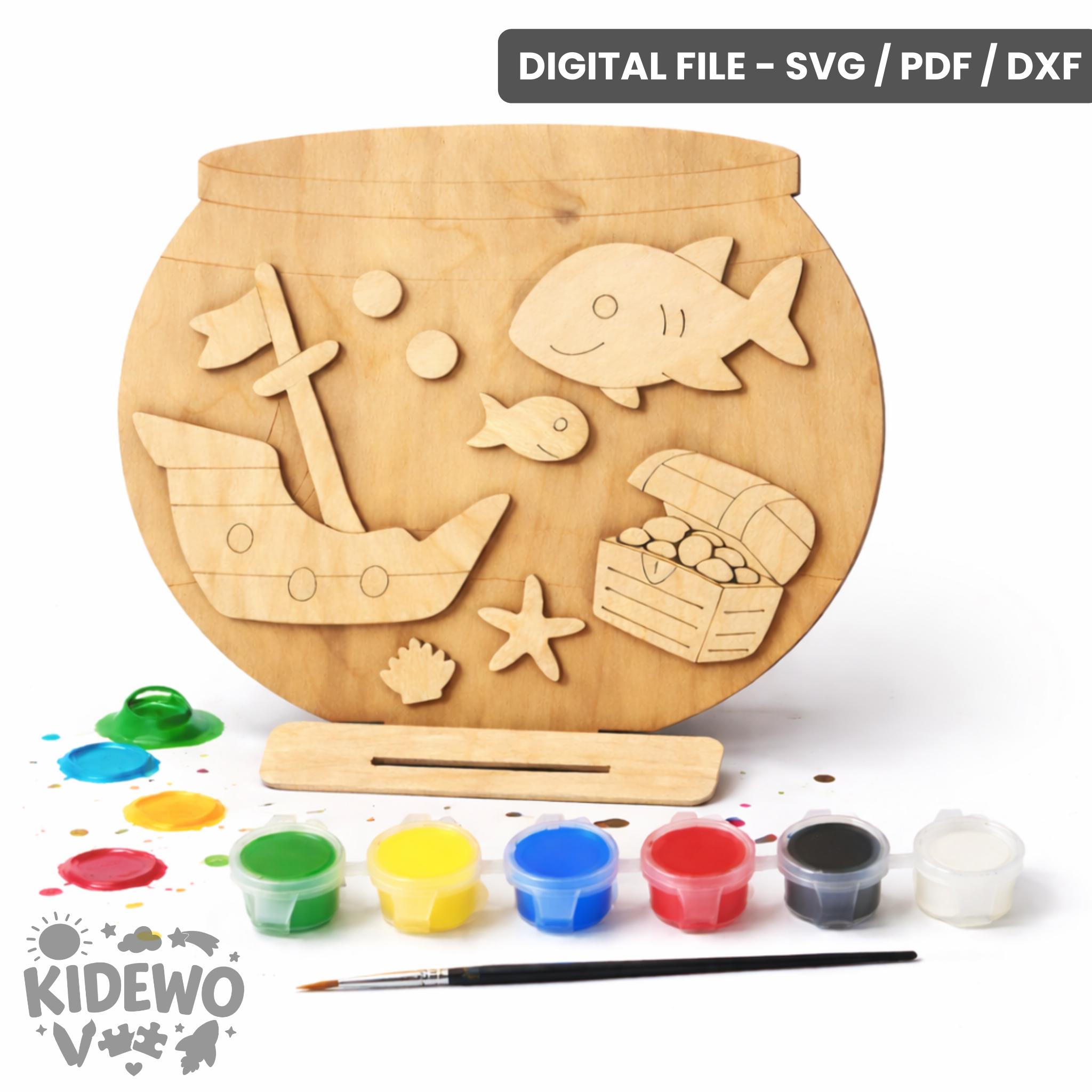 Aquarium Wooden Painting Laser Cut File | SVG DXF PDF | Kids Craft ...