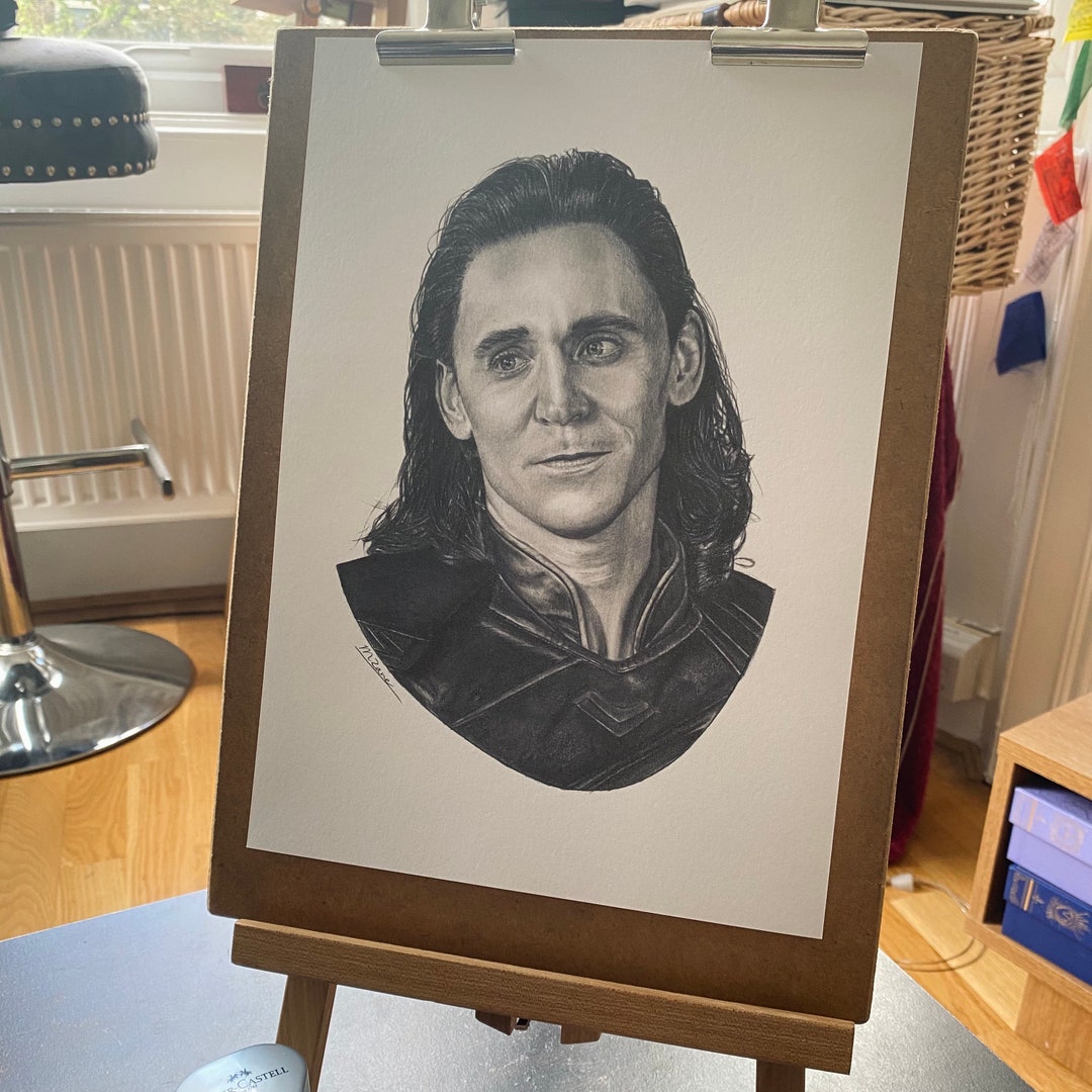 Drawing Print Tom Hiddleston as Loki A4 - Etsy UK