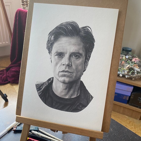 Prints Bucky Barnes Winter Soldier Print Pencil Drawing 5 1/2 x 4 1/4 ...