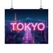 Tokyo Neon City Matte Horizontal Poster | Retro Cyberpunk Skyline - Etsy