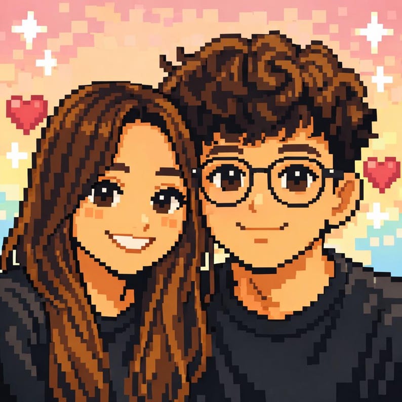 Custom Pixel Couple Avatar PFP – Duo Anime / Kawaii Pixel Art Portrait ...